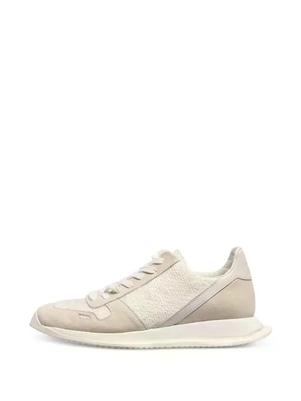 Hogan Neutral Suede Paneled Lace-up Sneakers
