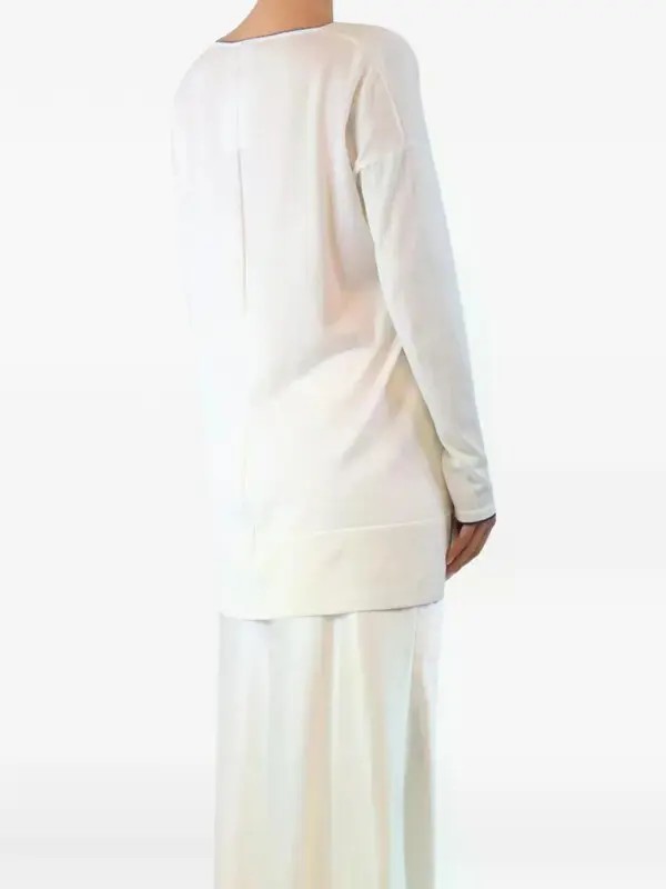 BAMFORD Long Sleeve V-neck Cotton Top With Pocket Detail
