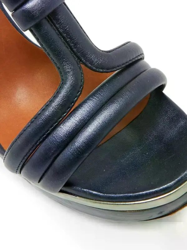 LANVIN Navy Leather Platform Sandals