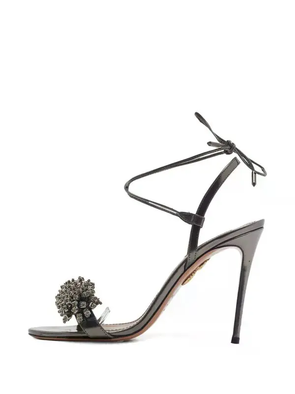 AQUAZZURA Monaco Embellished Ankle Strap Sandals - Grey