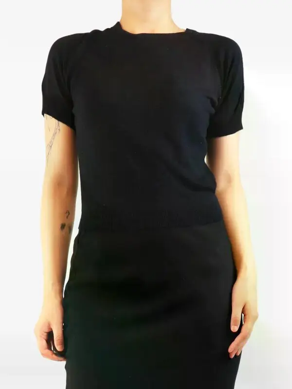 AGNES B. Fine-knit Short-sleeve Crew Neck Top