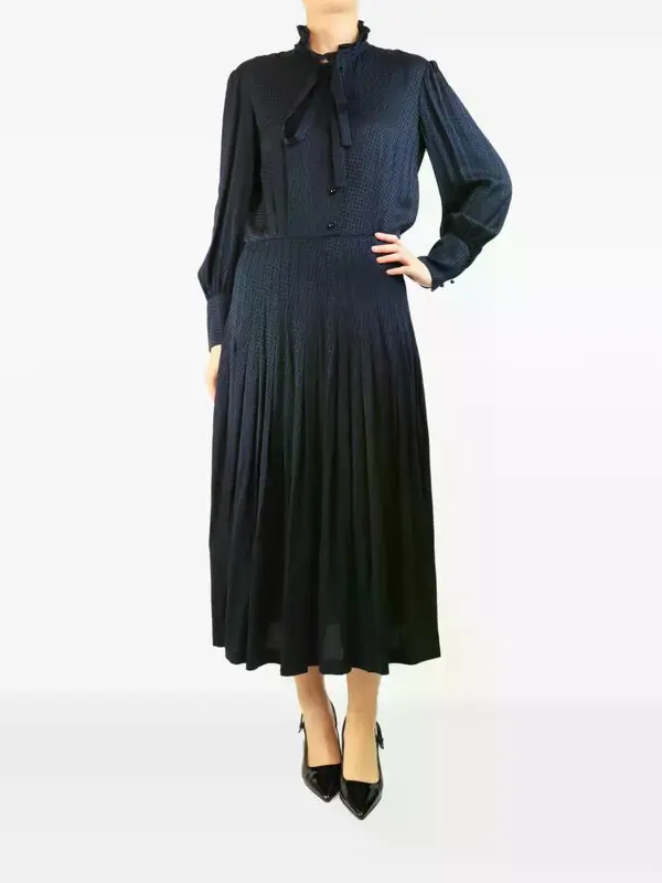Saint Laurent Houndstooth Midi Dress - Blue