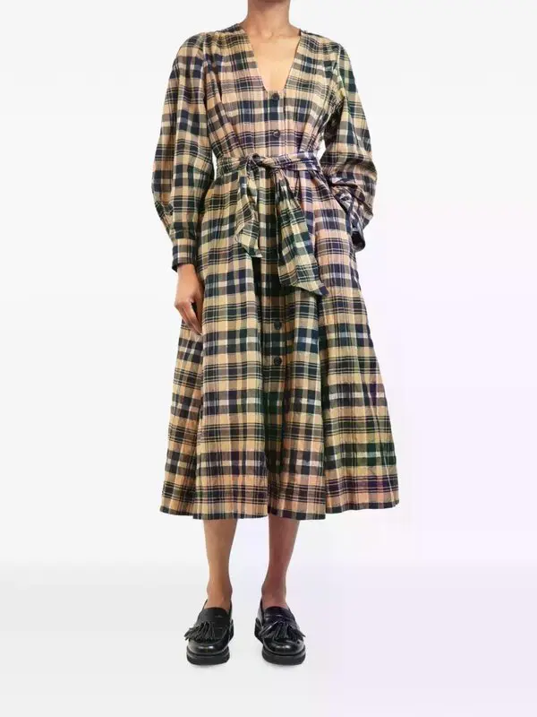 GANNI Seersucker Midi Dress