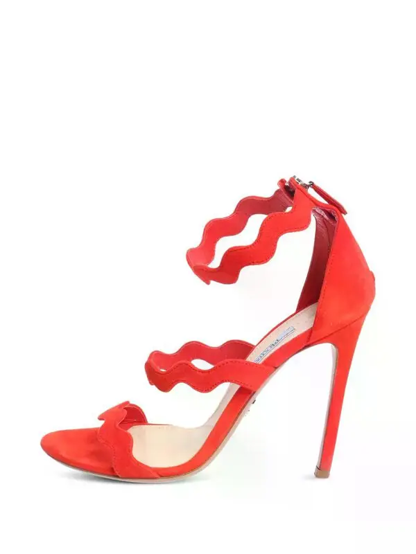 Prada Wavy-strap Stiletto Sandals - Red