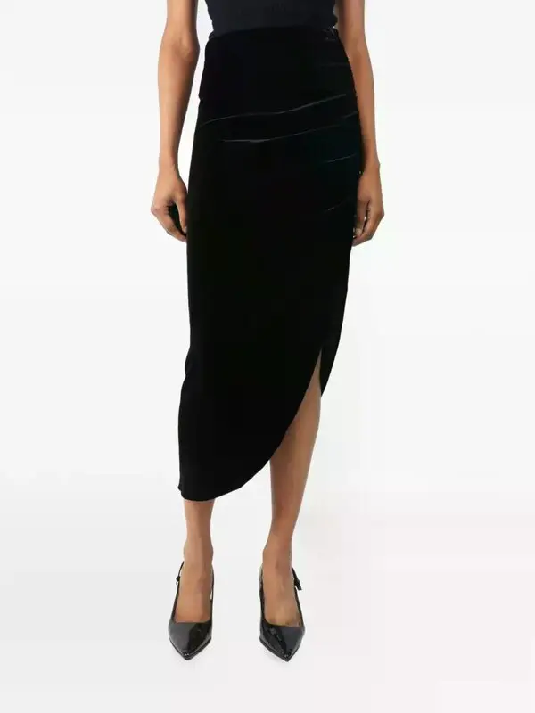 Veronica Beard Ruched Velvet Midi Skirt