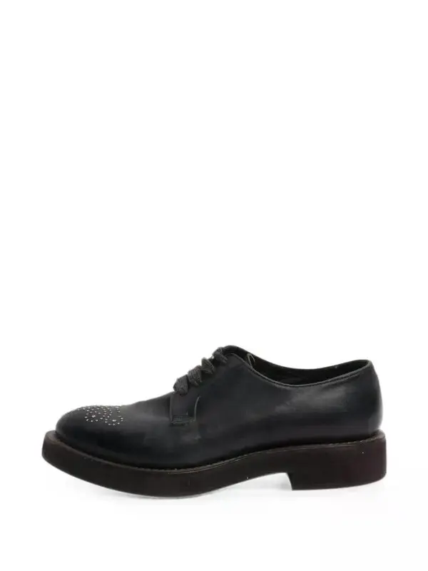 Brunello Cucinelli Rhinestone-embellished Leather Derby Shoes - Black