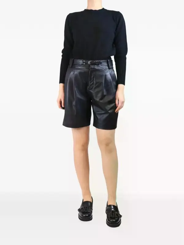 Red Valentino Belted Lambskin Shorts