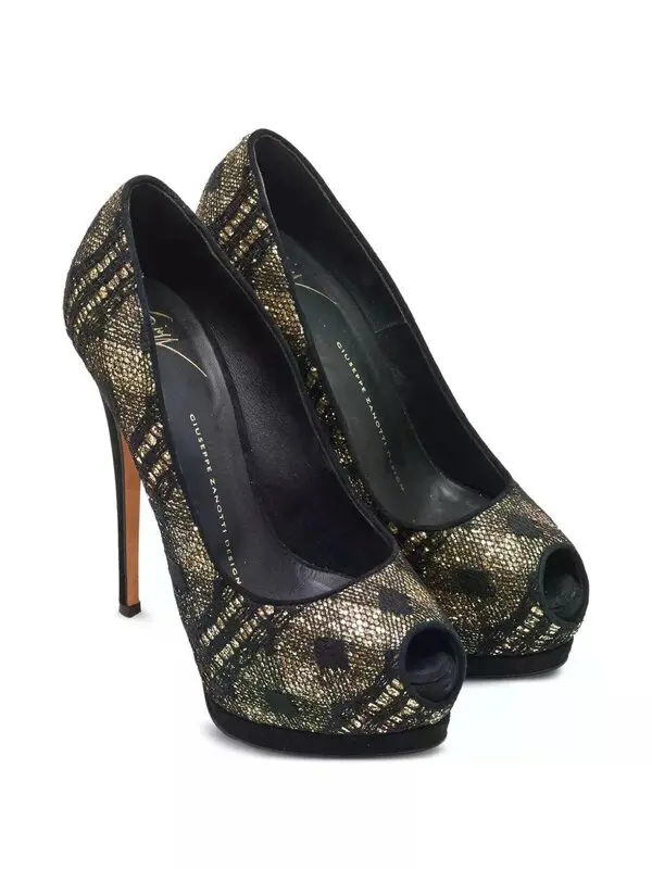 GIUSEPPE ZANOTTI Glitter Lace Pumps - Black