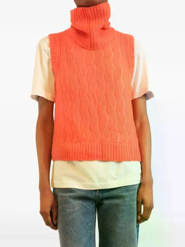 ME+EM Cable-knit Sweater Vest With Detachable Snood Collar