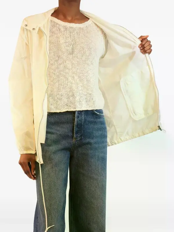 Miu Miu Cream White Drawstring Hooded Jacket