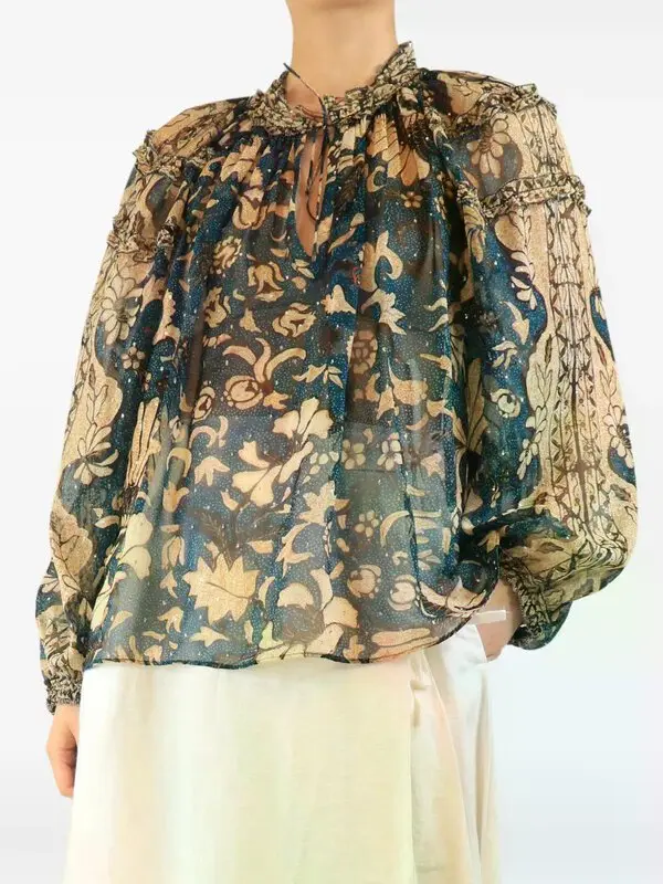 Ulla Johnson Floral-print Sheer Ruffled Blouse