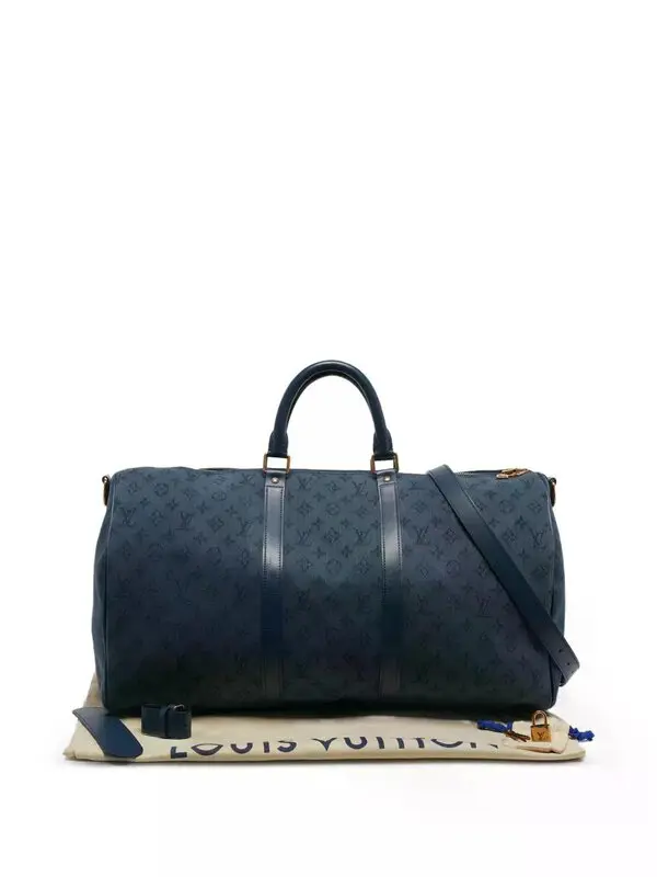 LOUIS VUITTON Keepall Bandoulière Monogram Denim Duffel Bag