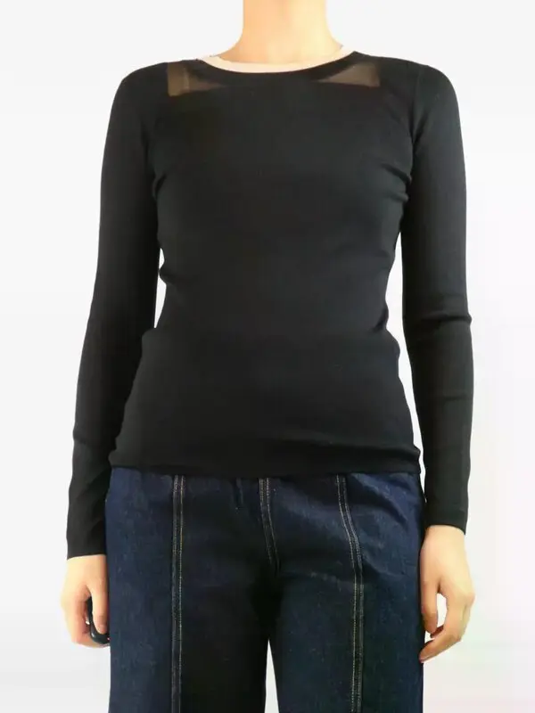 Akris Sheer Panel Long Sleeve Top