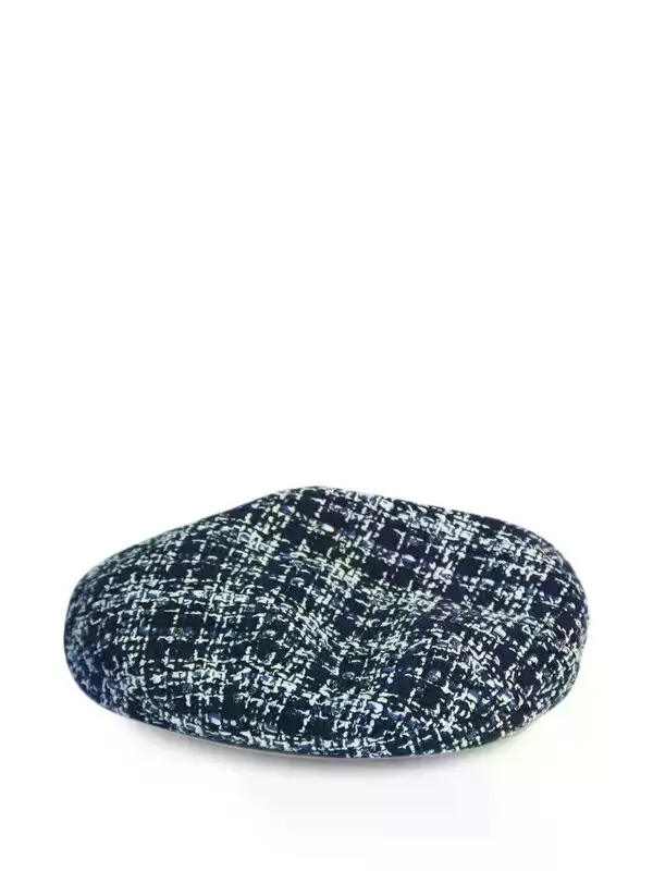 MAISON MICHEL Tweed Cap - Blue
