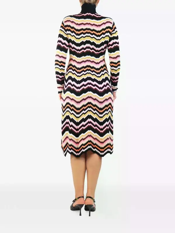 Missoni Zigzag Pattern Turtleneck Midi Dress