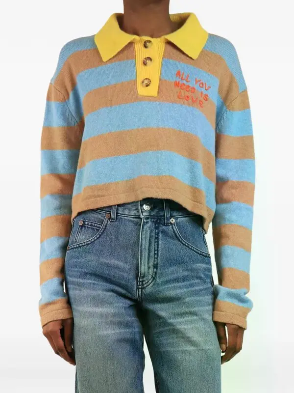 Mira Mikati Striped Polo Sweater