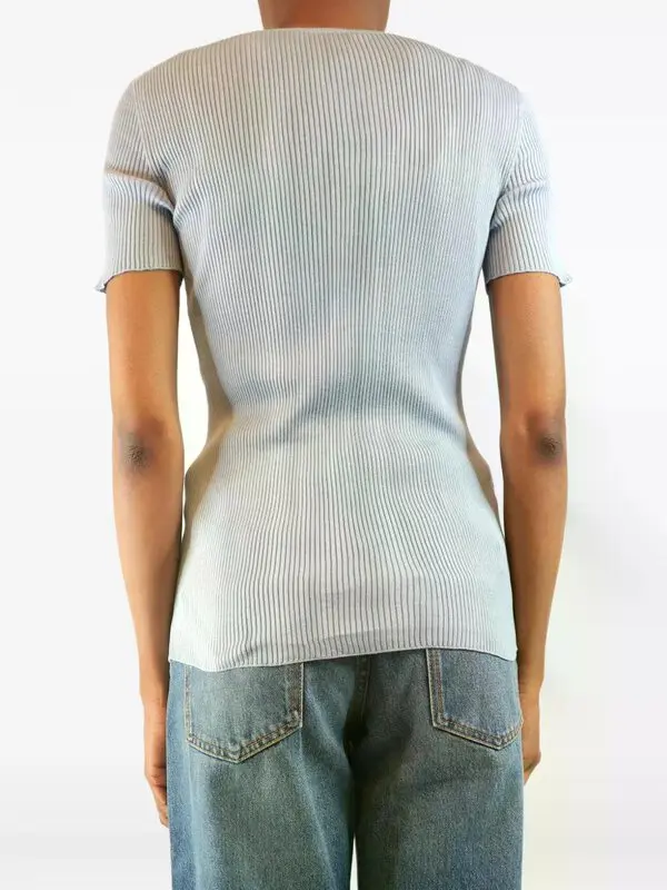 Prada Ribbed Knit Chest Pocket Top