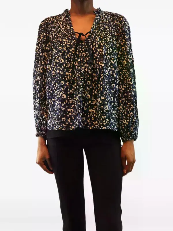 Ulla Johnson Floral Print Tie Neck Blouse