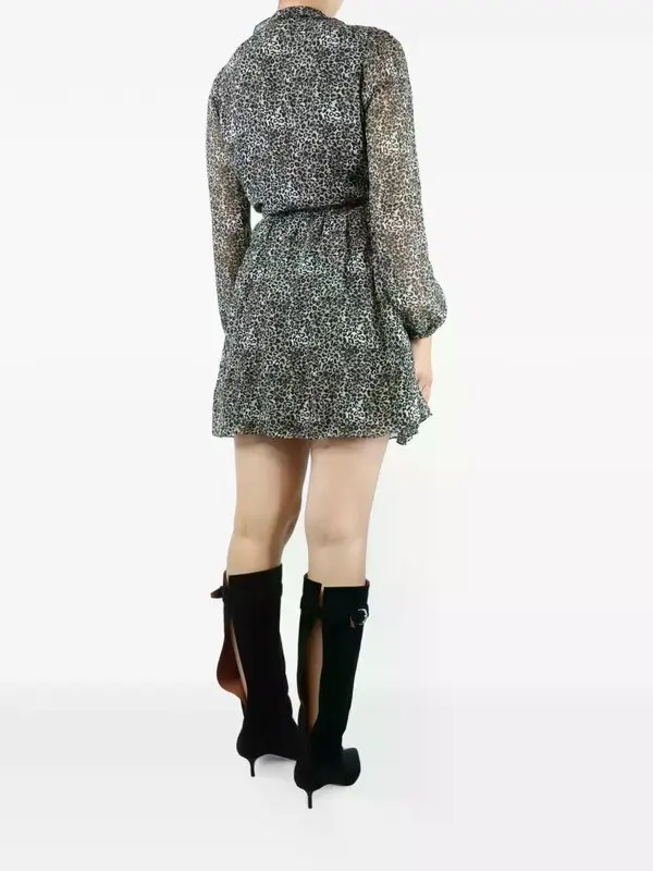 Saloni Leopard Print Ruffled Midi Dress
