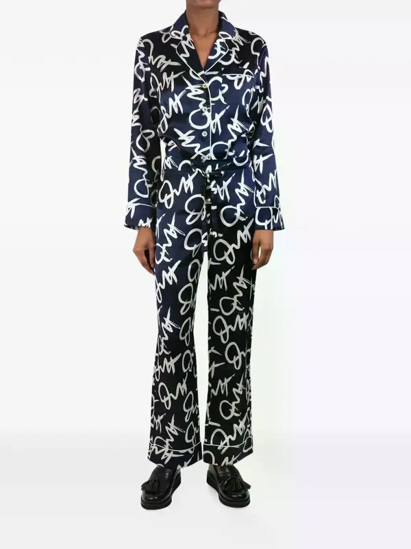 Olivia Von Halle Printed Silk Pajamas