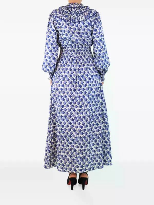 Loretta Caponi Zaira Geometric-print Maxi Dress