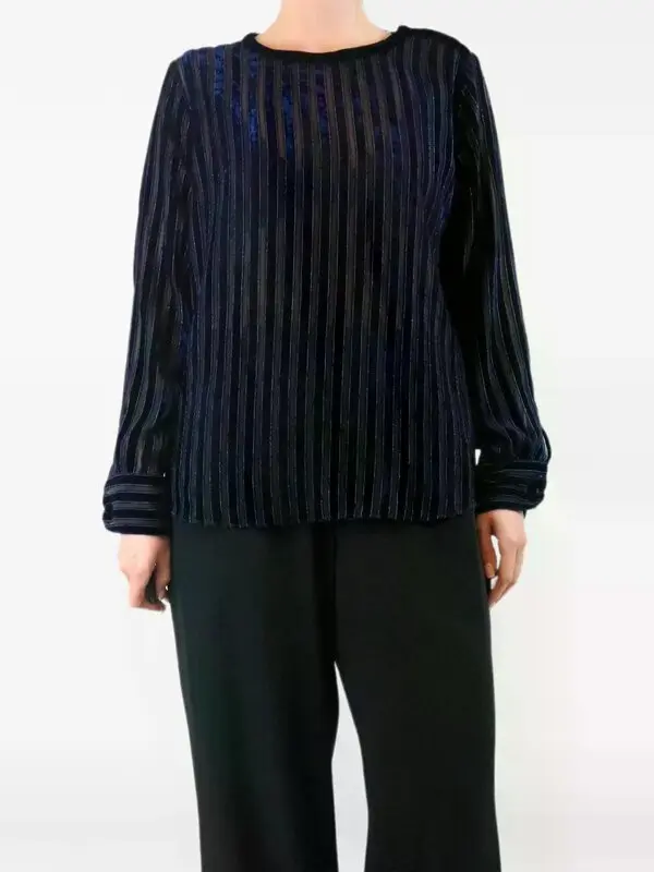 Giorgio Armani Striped Velvet Long-sleeve Top
