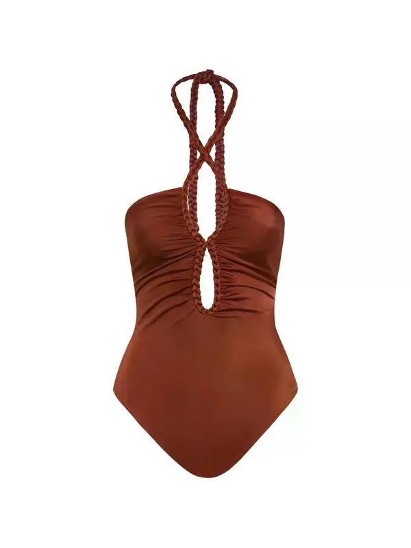 Juan De Dios Saint Tropez Braided-trim Swimsuit - Brown