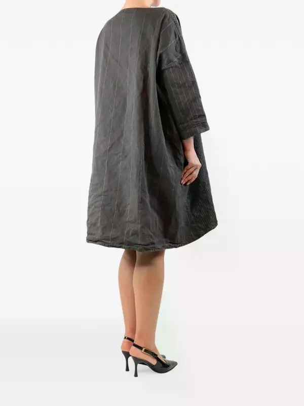 ALBUM DI FAMIGLIA Pinstripe Boat Neck Midi Dress - Grey