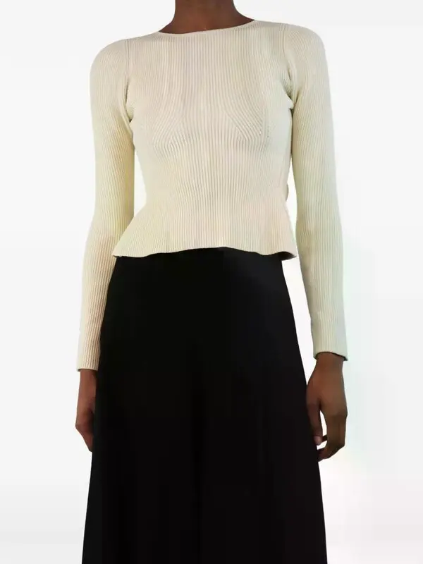 Khaite Ribbed Tie-back Crop Top - Neutrals