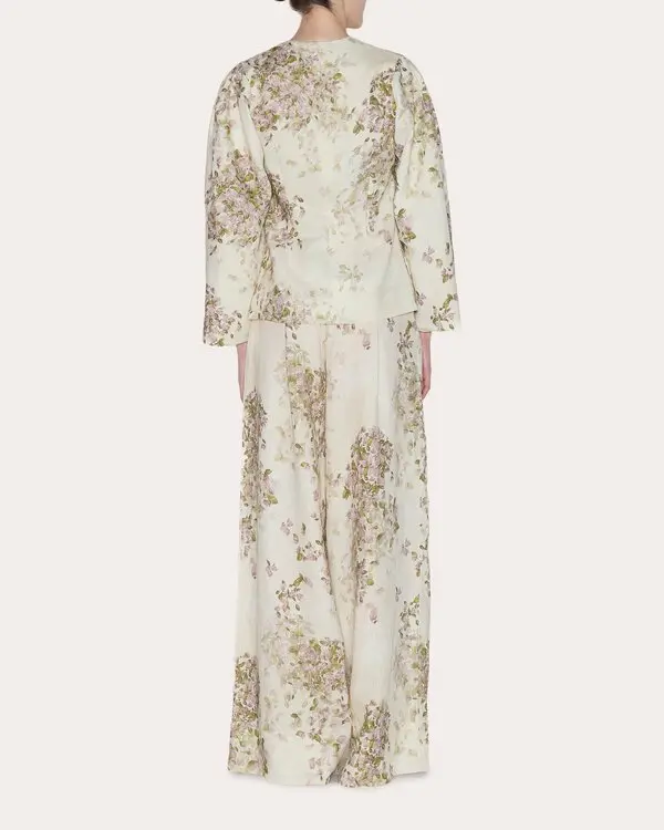 LIA COHEN Transcend Floral Linen Pleated Blazer