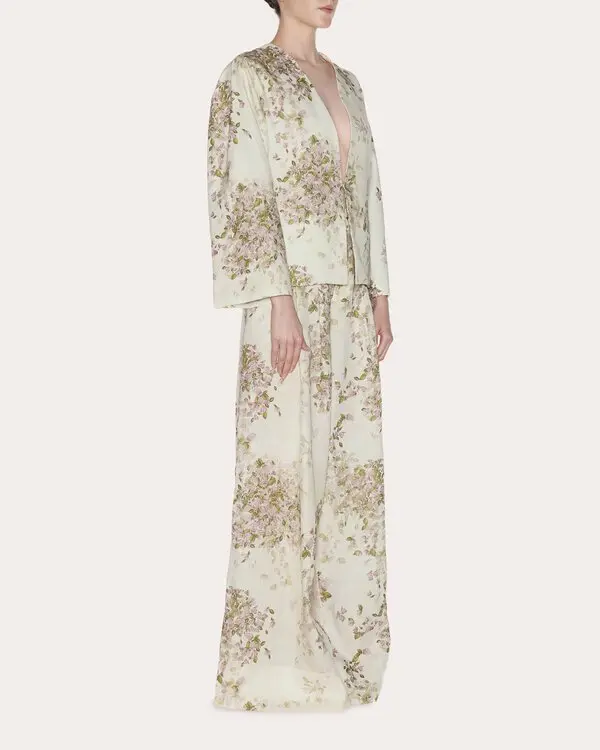 LIA COHEN Transcend Floral Linen Pleated Blazer