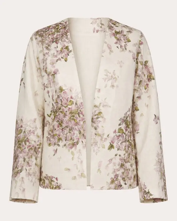LIA COHEN Transcend Floral Linen Pleated Blazer