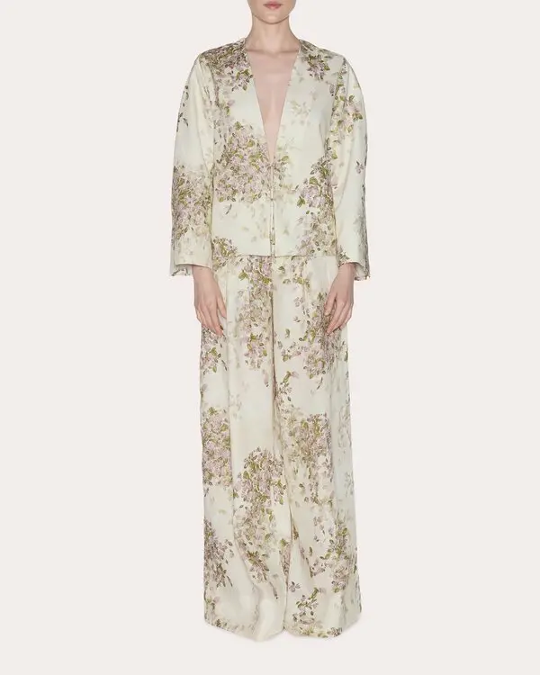 LIA COHEN Transcend Floral Linen Pleated Blazer - Multicolor