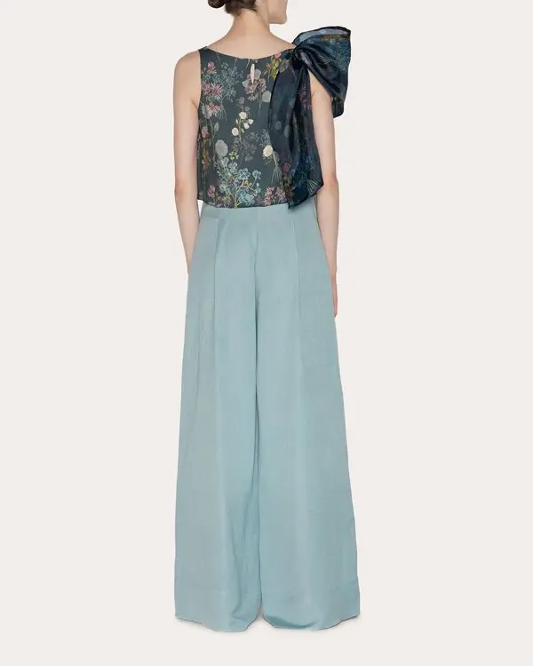 LIA COHEN Timeless Linen Pleated Wide-leg Pants