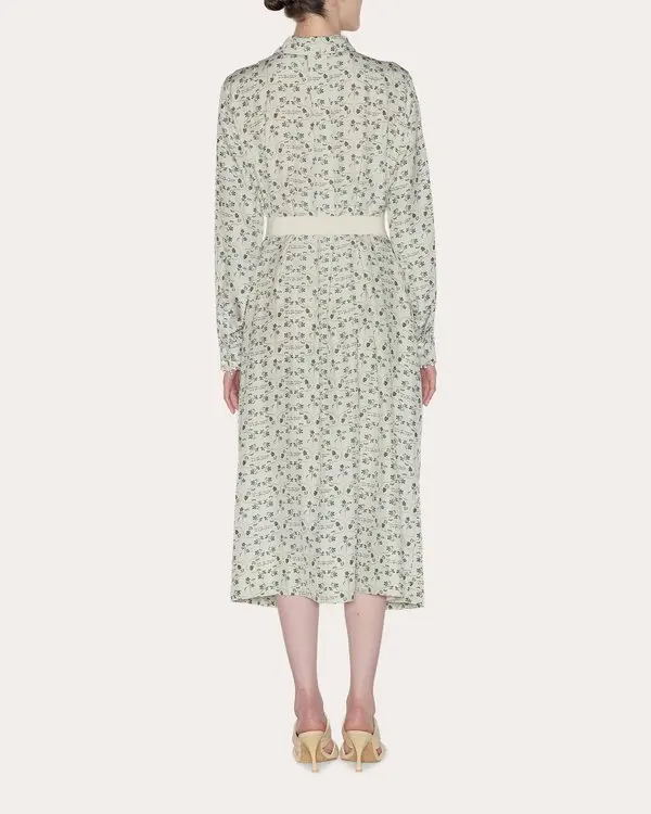 LIA COHEN Meaning Floral Silk Poplin Midi Shirt Dress