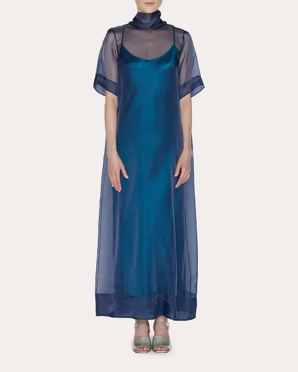 LIA COHEN Perspective Sheer Silk Organza Maxi Dress