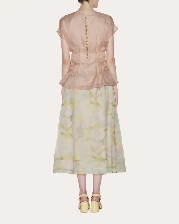 LIA COHEN Silk Organza Pleated Top