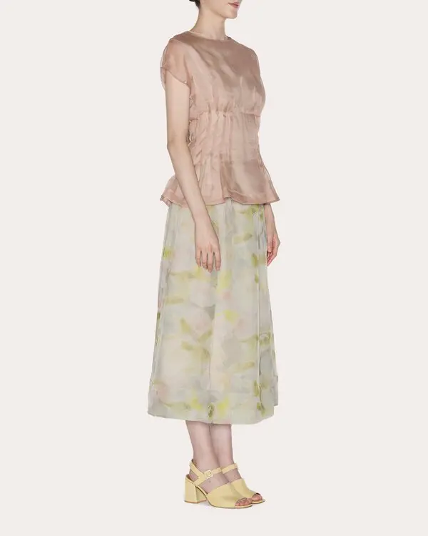 LIA COHEN Silk Organza Pleated Top