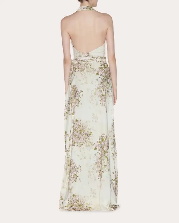 LIA COHEN Presence Floral Crepe De Chine Halter Top