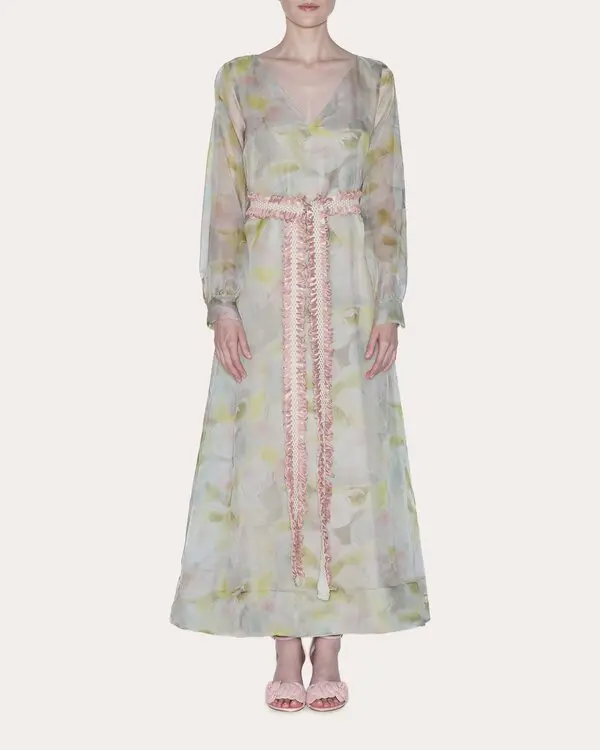 LIA COHEN Purpose Floral Silk Organza A-line Dress Silk/cotton - Multicolor
