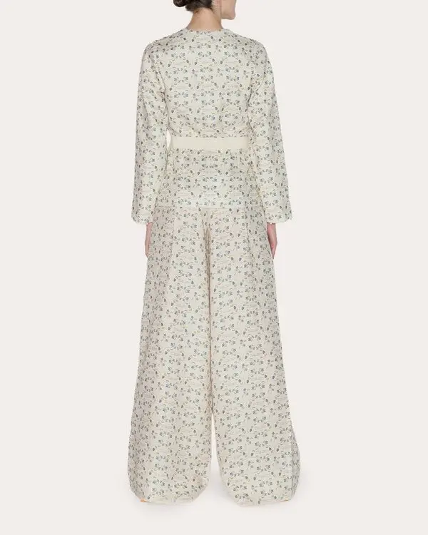 LIA COHEN Heirloom Floral Linen Belted Blazer