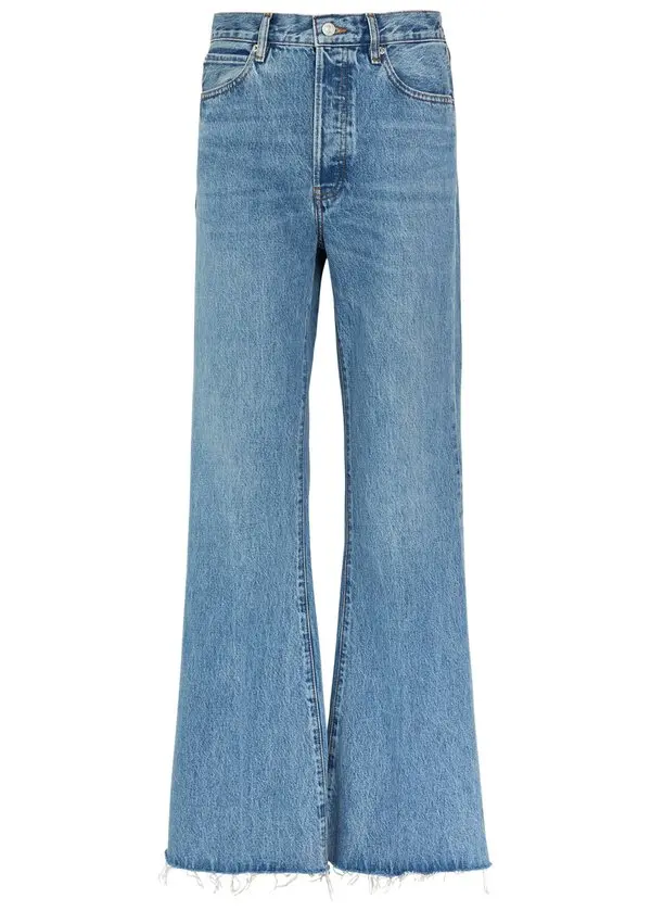 FRAME The Lax Distressed Flared-leg Jeans - Blue