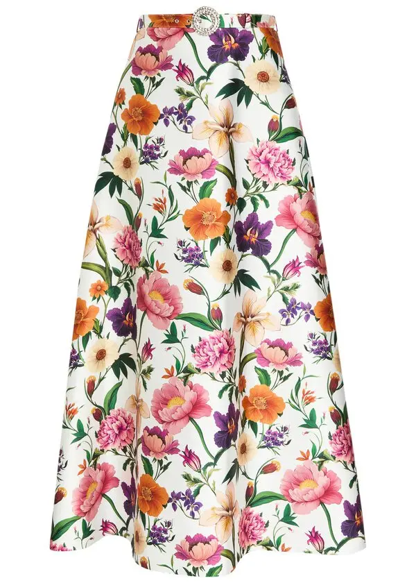 Borgo De Nor Bellamy Floral Print Taffeta Maxi Skirt - Multicoloured