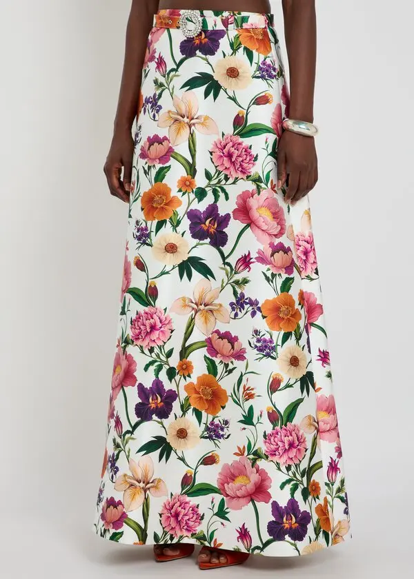 Borgo De Nor Bellamy Floral-print Taffeta Maxi Skirt