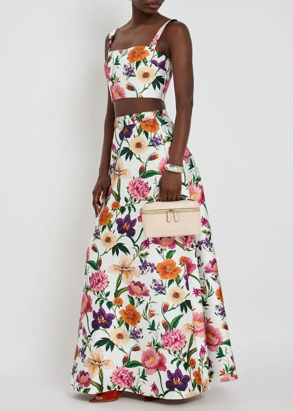 Borgo De Nor Bellamy Floral-print Taffeta Maxi Skirt