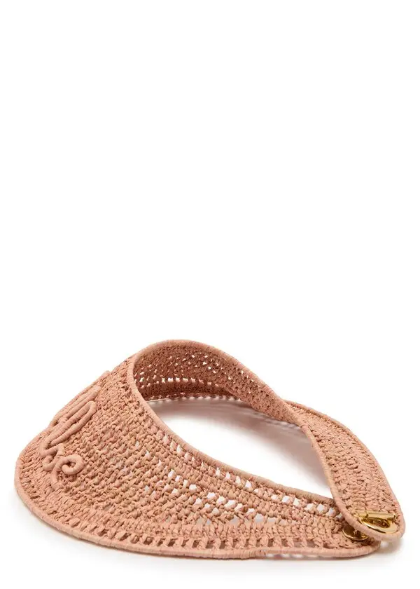 Chloé Logo Embroidered Raffia Visor - Beige