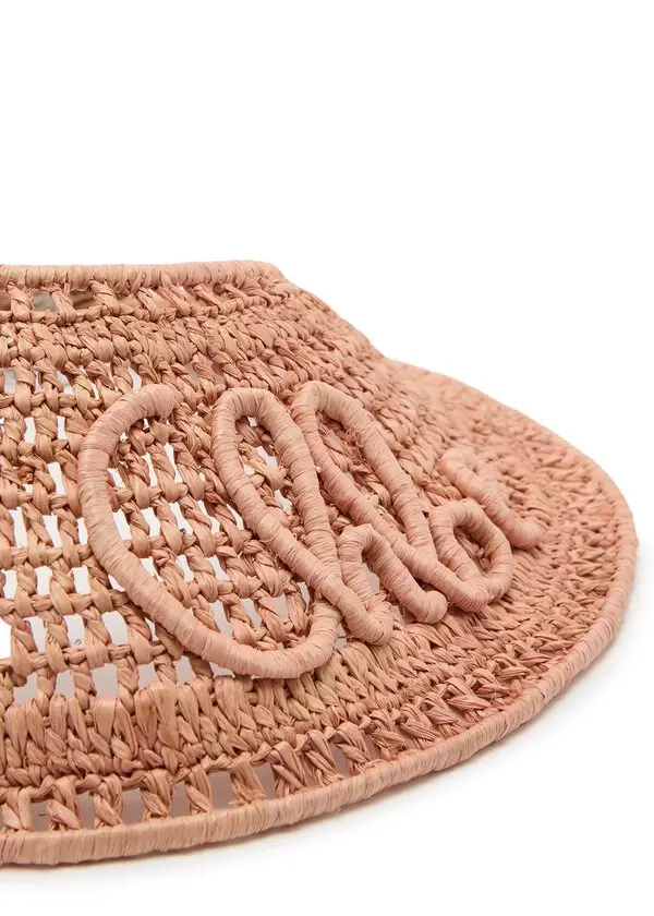Chloé Logo Embroidered Raffia Visor - Beige