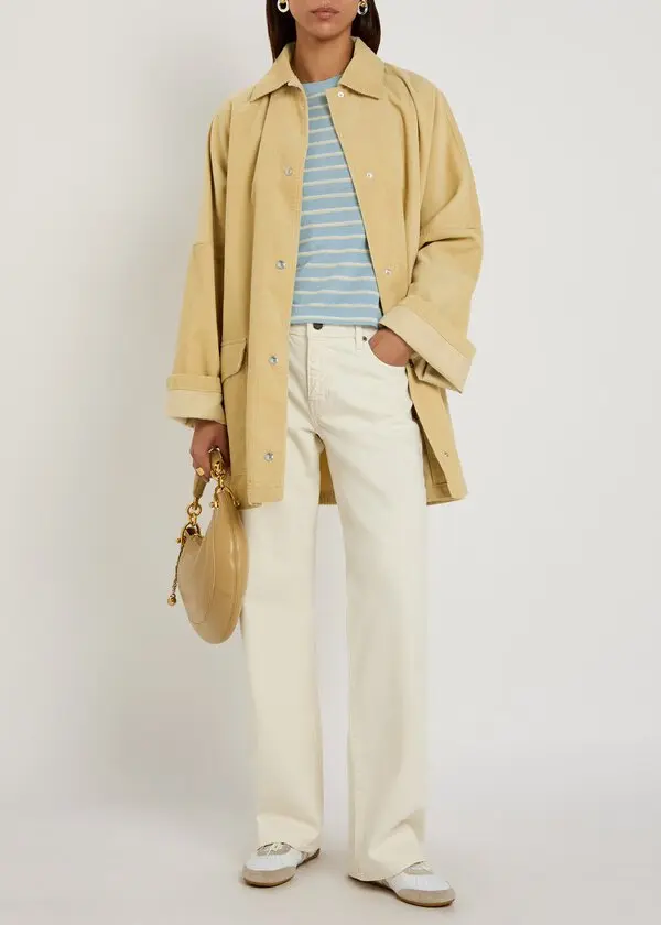 FRAME Striped Stretch-linen Crewneck T-shirt