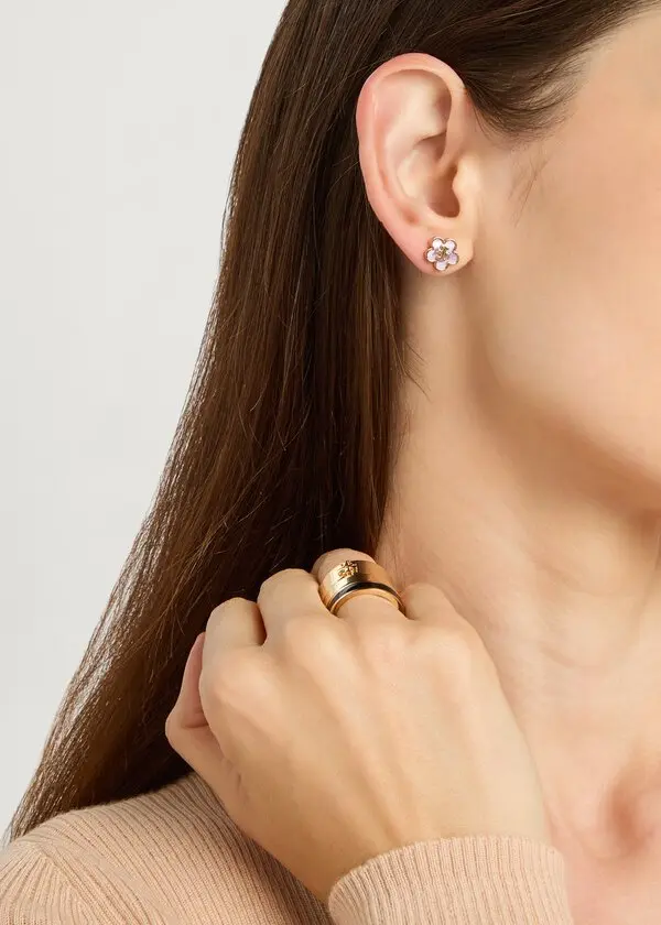 Tory Burch 18kt -plated Mother-of-pearl Stud Earrings - Gold