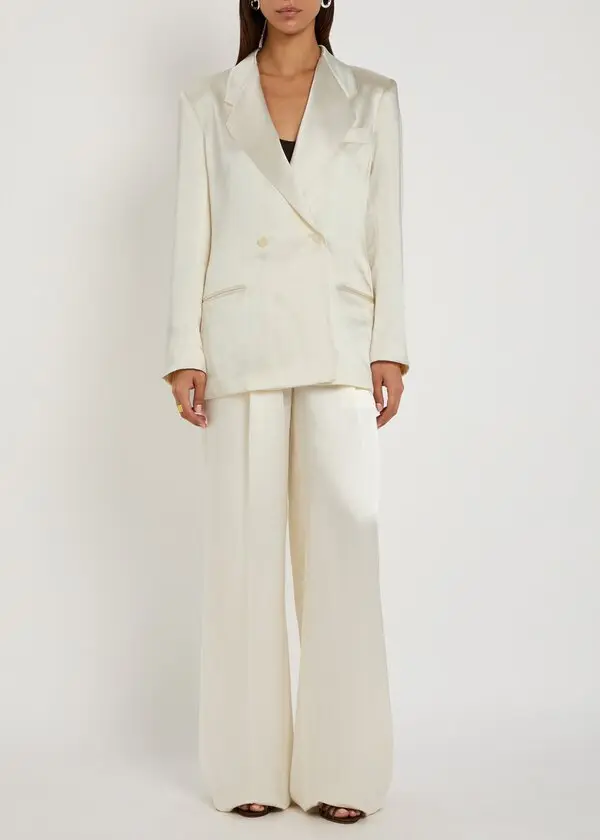 Giuliva Heritage The Anna Double-breasted Satin Blazer